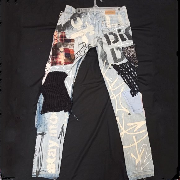 Jeans | Punk Patchwork Distressed 9s Art To Wear Denim Jeans Hello ...